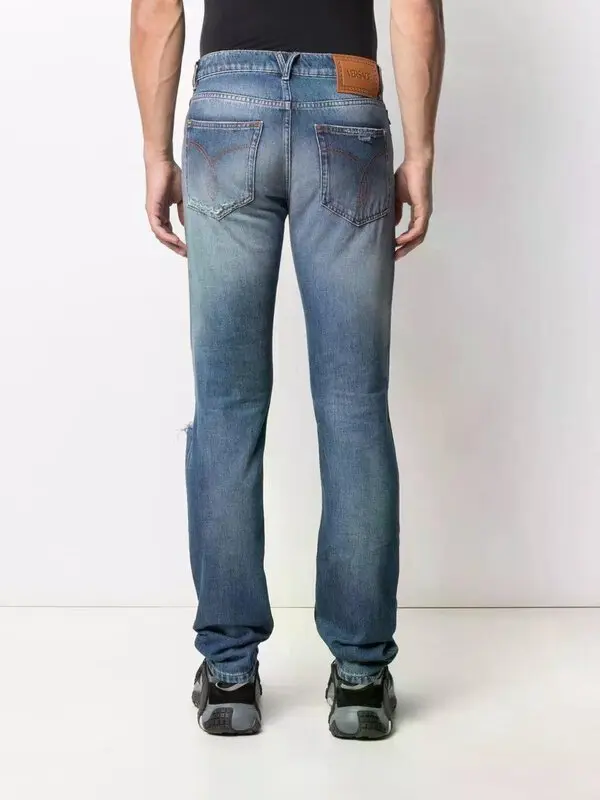 Versace Distressed-effect Straight-leg Jeans