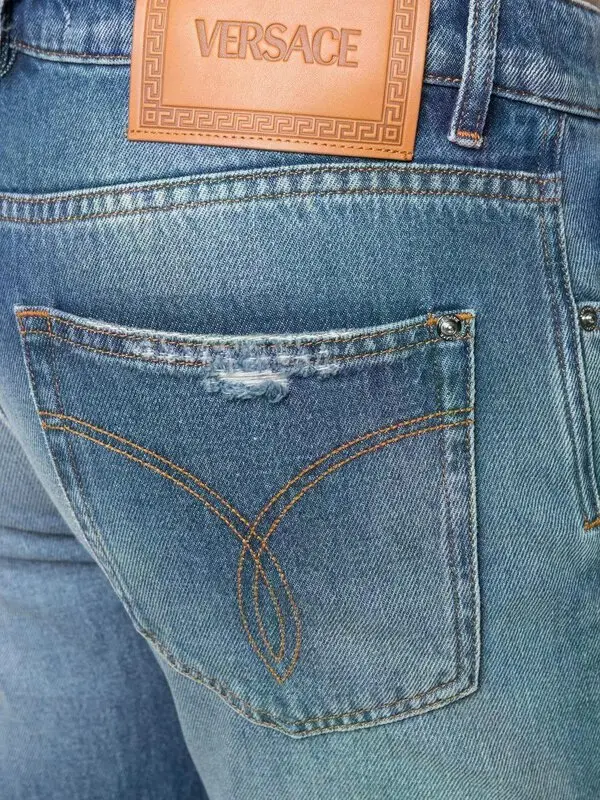 Versace Distressed-effect Straight-leg Jeans