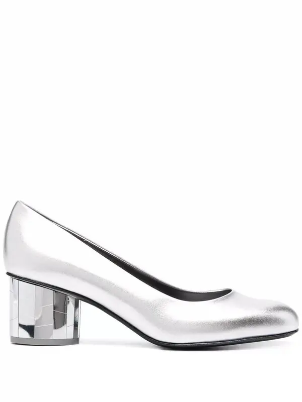 FERRAGAMO Farrah Leather Slip-on Pumps - Grey