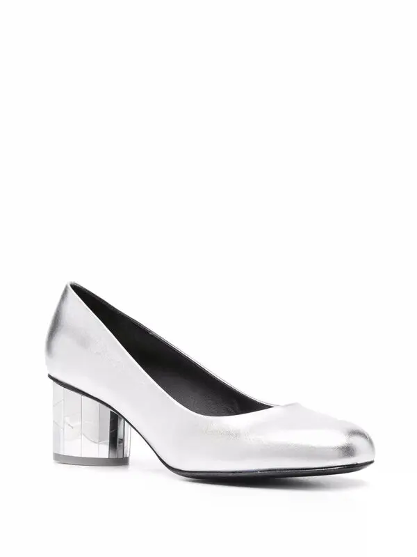 FERRAGAMO Farrah Leather Slip-on Pumps - Grey