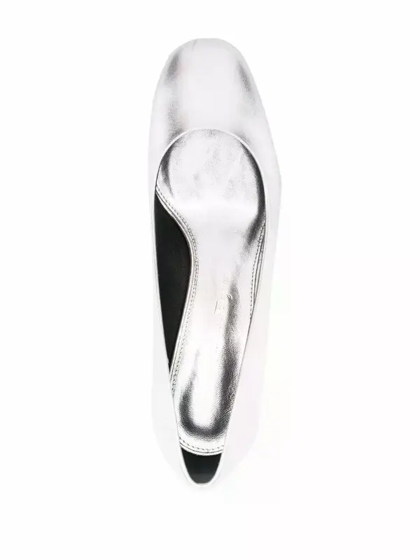 FERRAGAMO Farrah Leather Slip-on Pumps - Grey