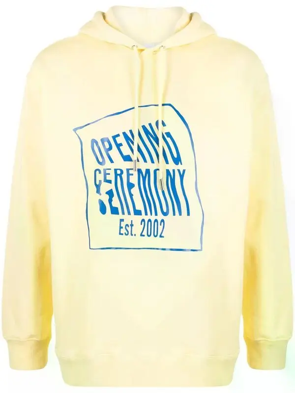Opening Ceremony Warped Logo-print Cotton Hoodie - Yellow
