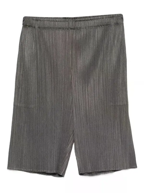 Issey Miyake Elasticated-waist Pleated Shorts - Grey