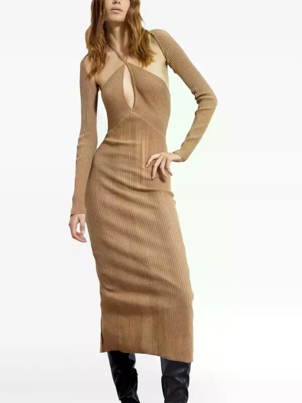 AKEP Cut-out Ribbed Midi Dress