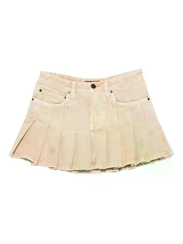 Balenciaga Pleated Denim Mini Skirt - Neutrals