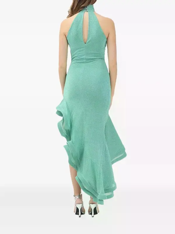 SIMONA CORSELLINI Asymmetrical Halterneck Ruffled Dress