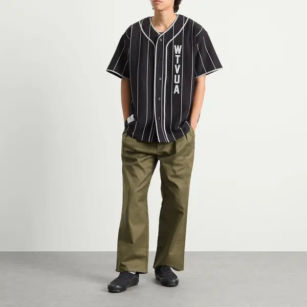 WTAPS Stripe Baseball Shirt - Navy
