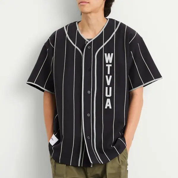 WTAPS Stripe Baseball Shirt - Navy