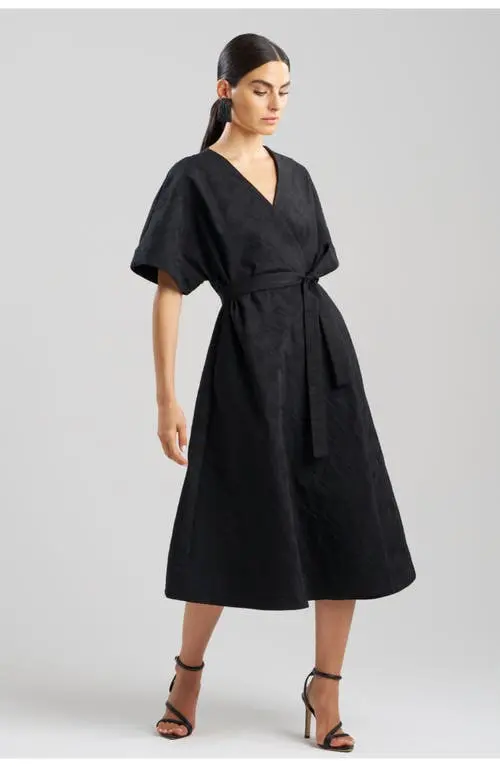 Natori Geo Texture Jacquard Kimono Wrap Dress