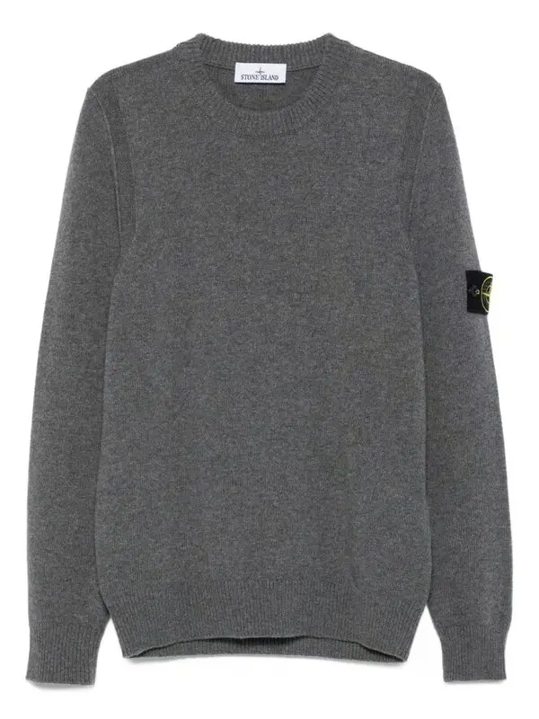 Stone Island Crew-neck Sweater With Logo Patch - Grey