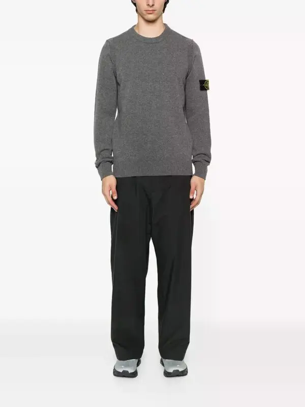 Stone Island Crew-neck Sweater With Logo Patch - Grey