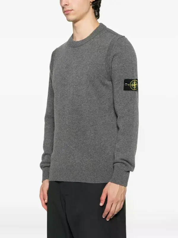 Stone Island Crew-neck Sweater With Logo Patch - Grey