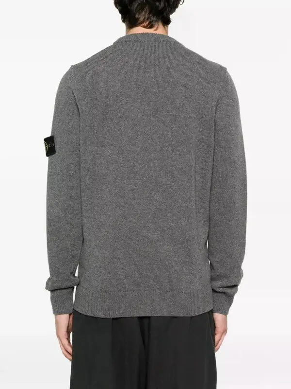 Stone Island Crew-neck Sweater With Logo Patch - Grey