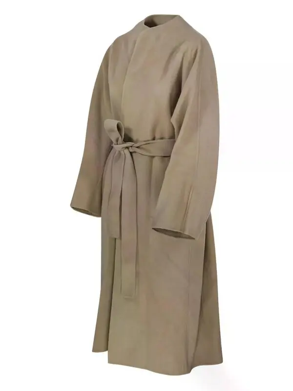 SANDBEIGE Belted Long Sleeve Coat