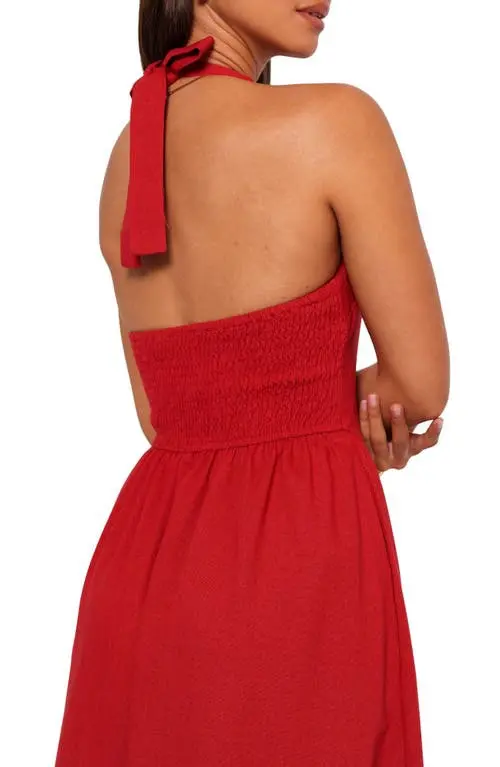 red halter midi dress Auburn | RED Halter Skater Midi Dress