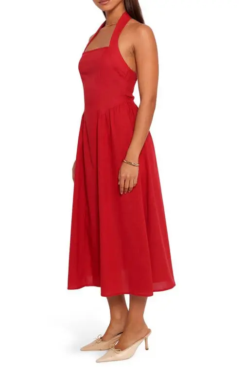 PETAL & PUP Linen Halter Midi Dress