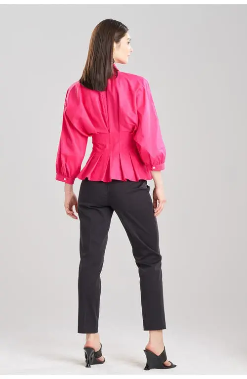 Natori Cotton Silk Slub Pleated Shirt