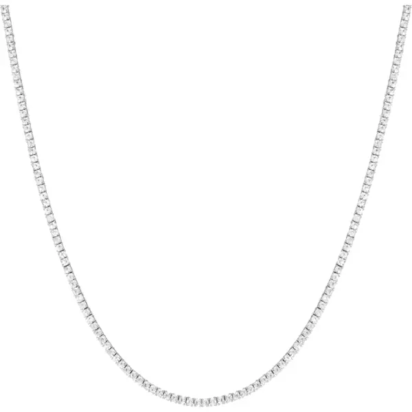 AURATE Lab Grown Sapphire Tennis Necklace - White Vermeil
