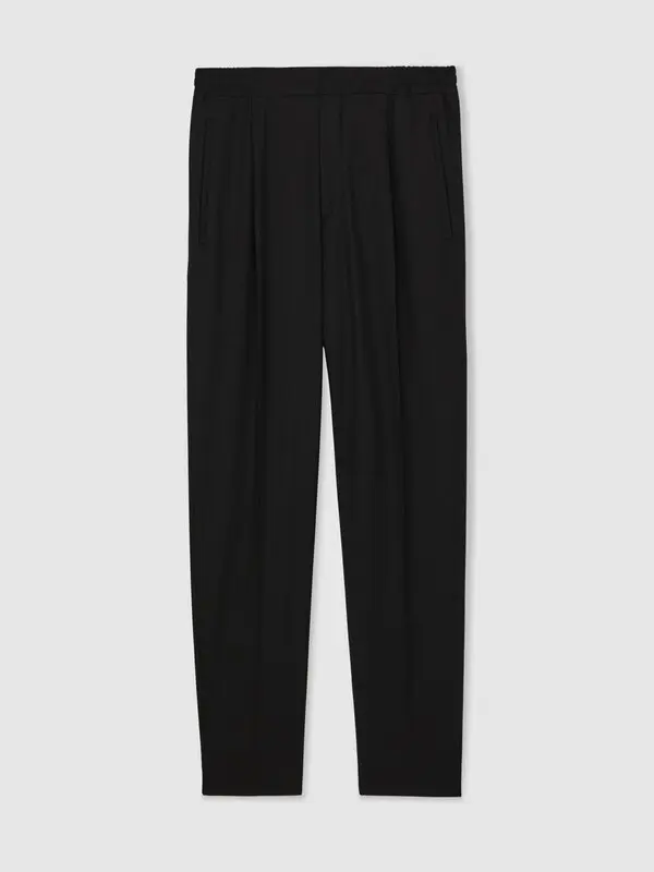 REISS Hove Tapered Drawstring Trousers - Black