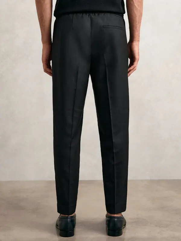 REISS Hove Tapered Drawstring Trousers - Black