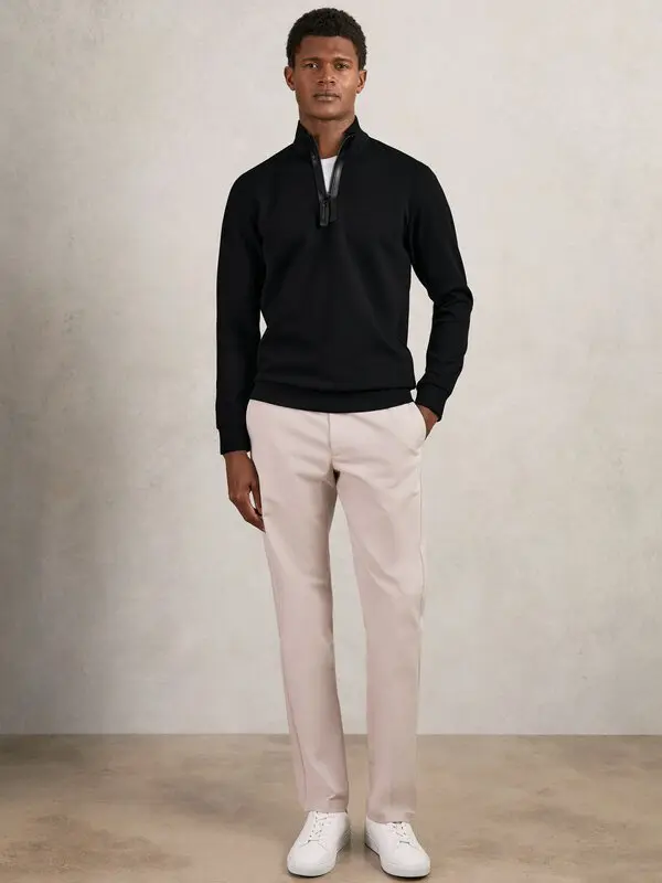 REISS Hale Interlock Half-zip Sweatshirt - Black