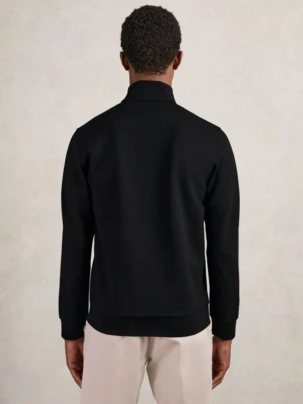 REISS Hale Interlock Half-zip Sweatshirt - Black