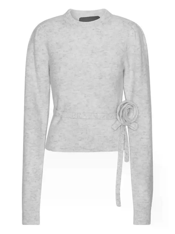 ROTATE BY BIRGER CHRISTENSEN Rose-embellished Crewneck Sweater