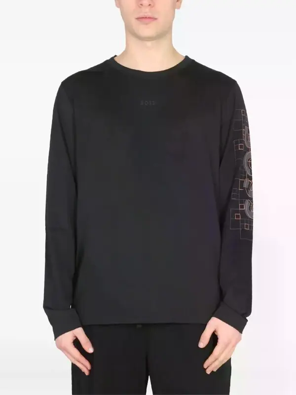 BOSS Logo-print Long-sleeve T-shirt - Black