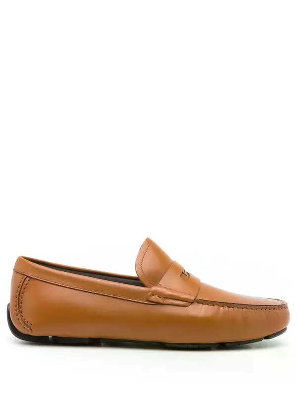 FERRAGAMO Leather Penny Driving Loafers - Brown