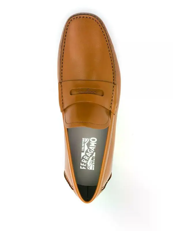FERRAGAMO Leather Penny Driving Loafers - Brown