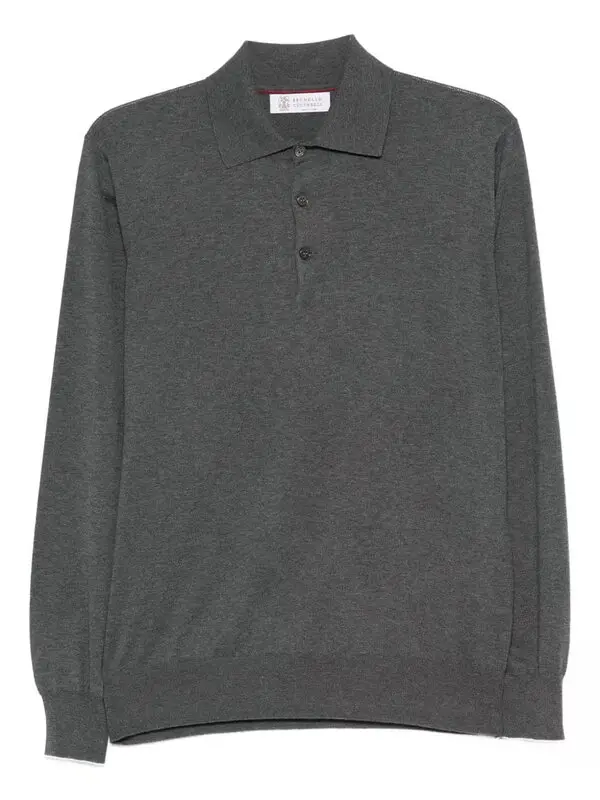 Brunello Cucinelli Long-sleeve Polo Shirt - Grey