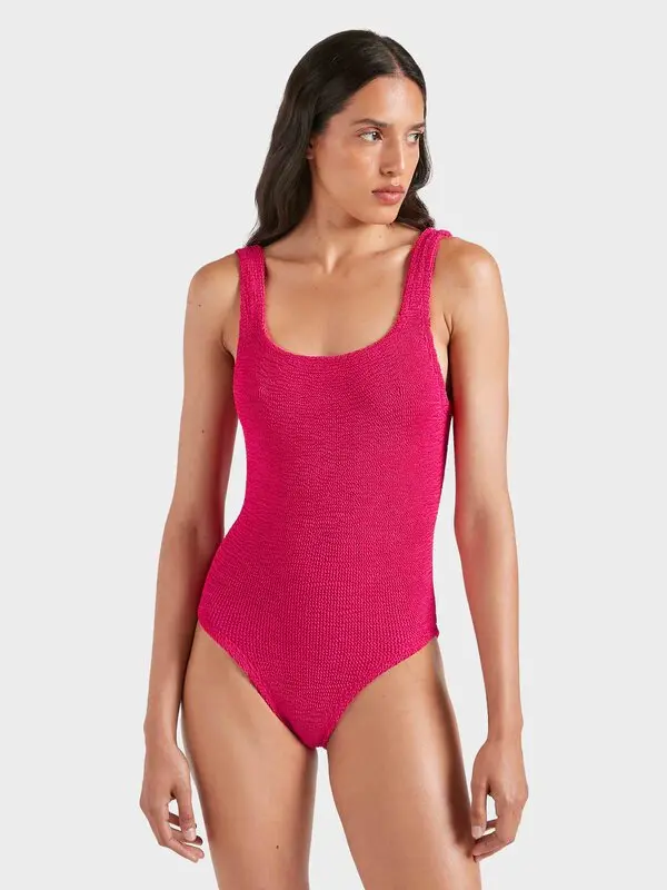 Hunza G Coverage Square Neck One Piece Swimsuit - Metallic Raspberry