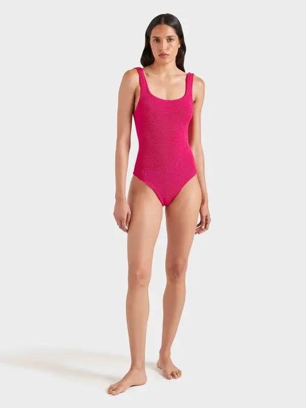 Hunza G Coverage Square Neck One Piece Swimsuit - Metallic Raspberry