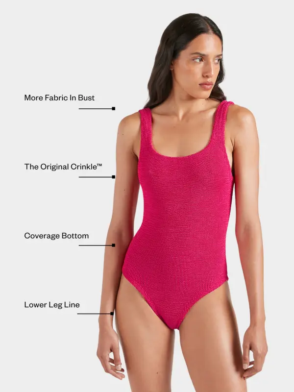 Hunza G Coverage Square Neck One Piece Swimsuit - Metallic Raspberry