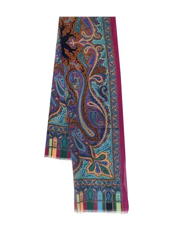 Etro Paisley-patterned Silk Scarf - Blue