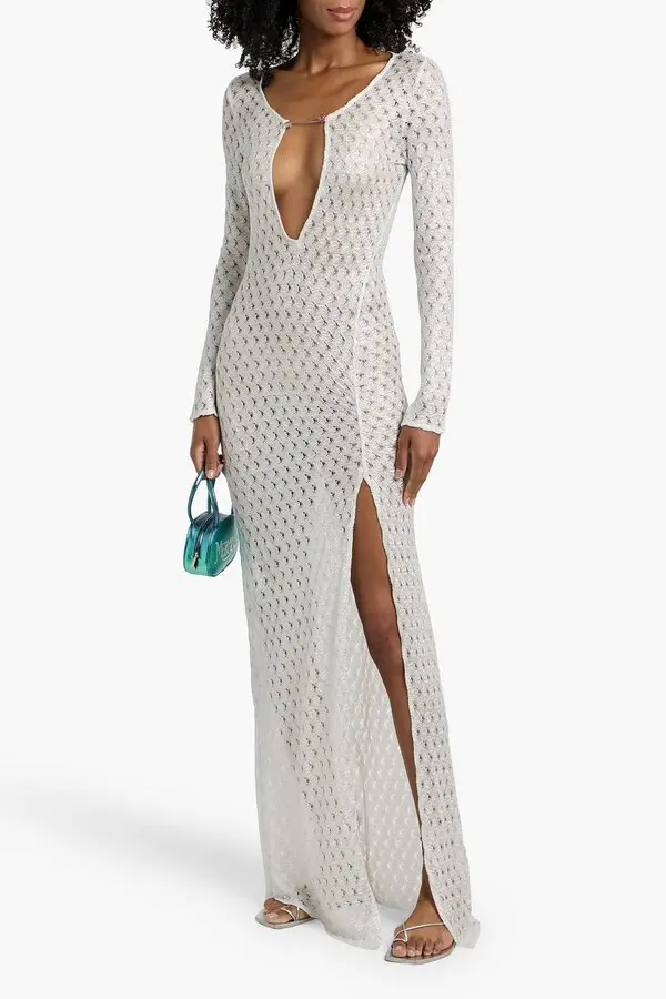 Missoni Embellished Metallic Crochet-knit Maxi Dress