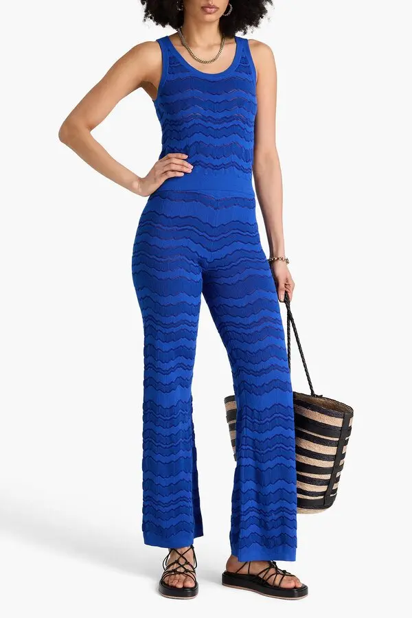 Missoni Crochet-knit Flared Pants - Cobalt Blue