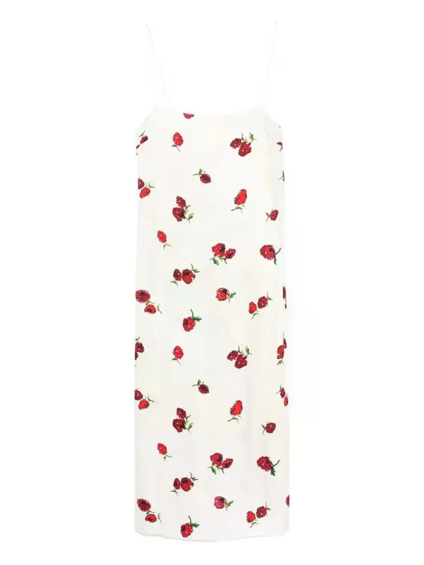 Khaite Sicily Floral Print Midi Dress - Neutrals