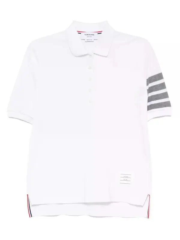 Thom Browne Classic Pique 4-bar Short-sleeved Polo Top - White