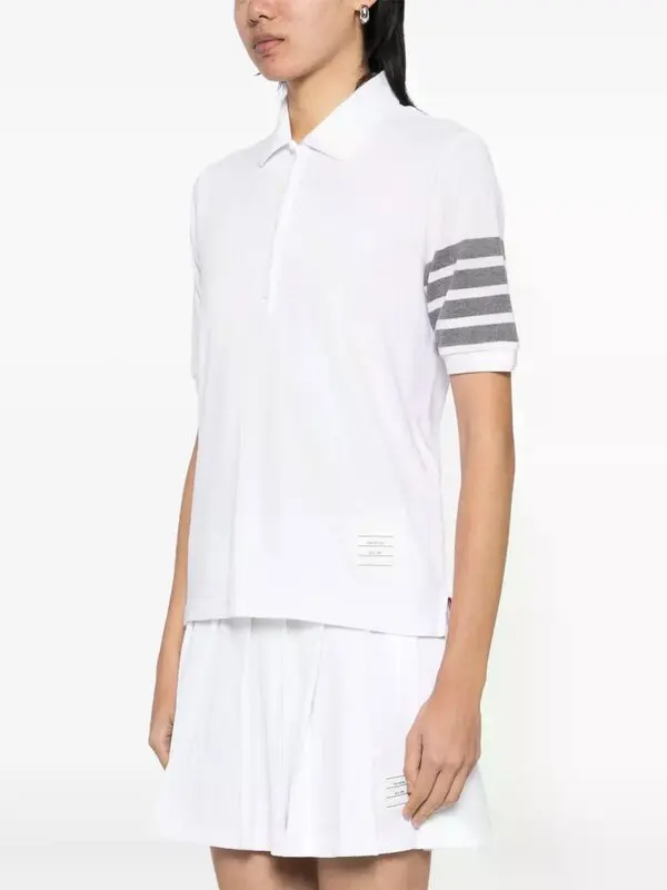 Thom Browne Classic Pique 4-bar Short-sleeved Polo Top - White