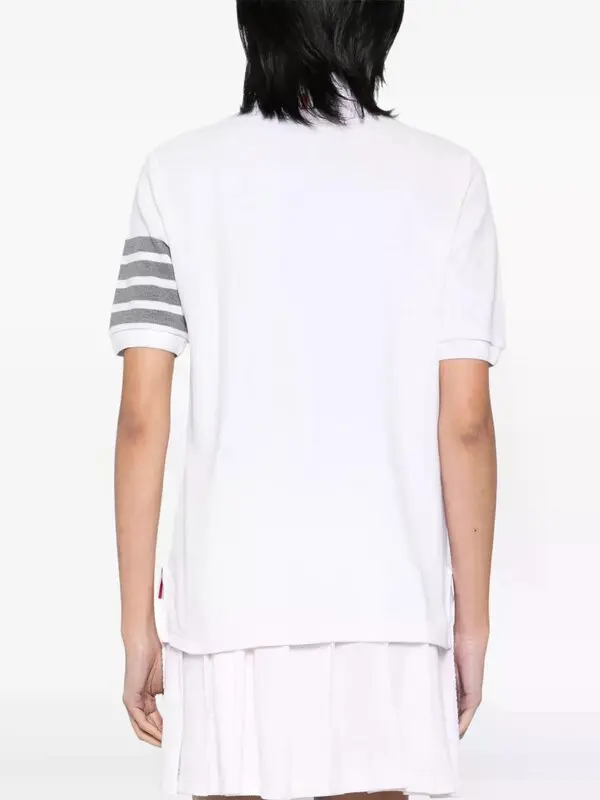 Thom Browne Classic Pique 4-bar Short-sleeved Polo Top - White