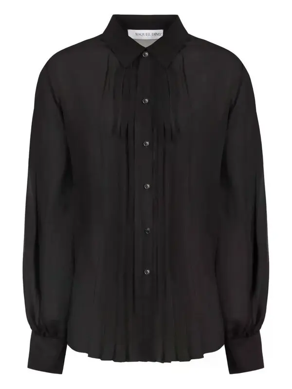 Raquel Diniz Pleated Front Silk Shirt