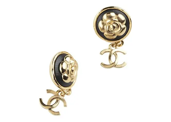 Chanel Metal Earrings - Black/gold