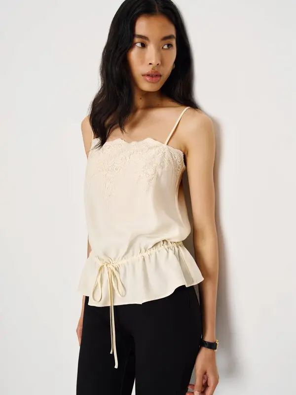 REFORMATION Silvia Silk Top - Ivory