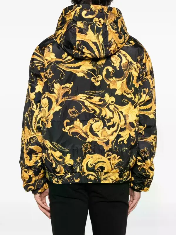 Versace Baroque-Print Hooded Jacket In Black - 49% Off | Editorialist