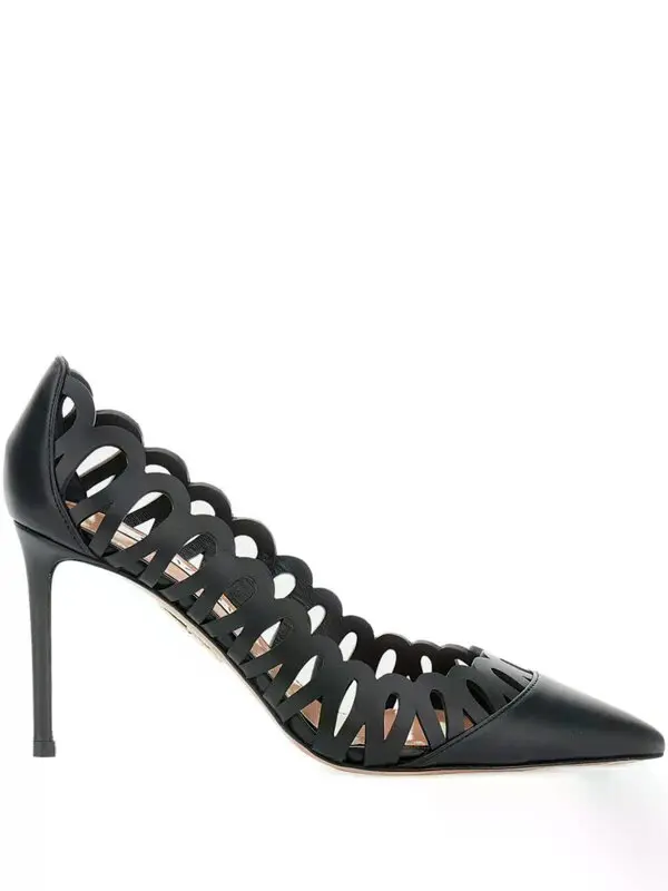 AQUAZZURA 85mm Perforated Leather Pumps