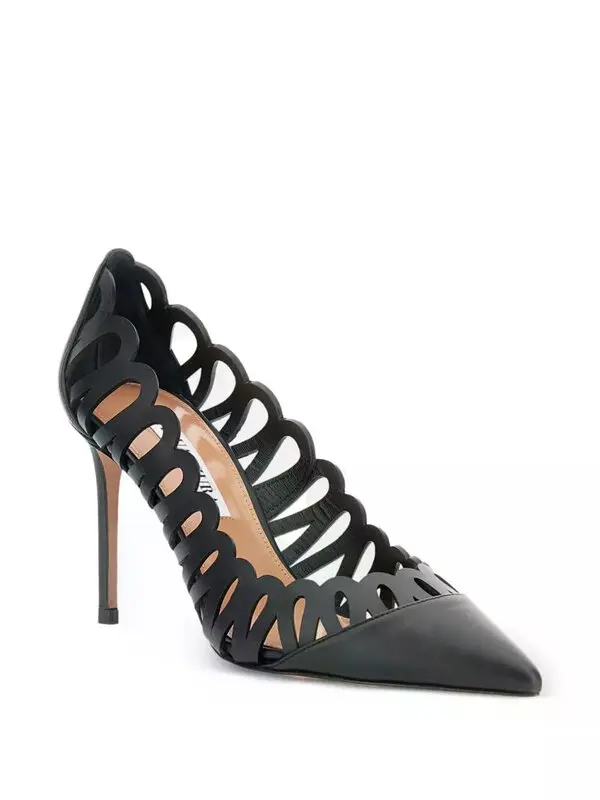 AQUAZZURA 85mm Perforated Leather Pumps