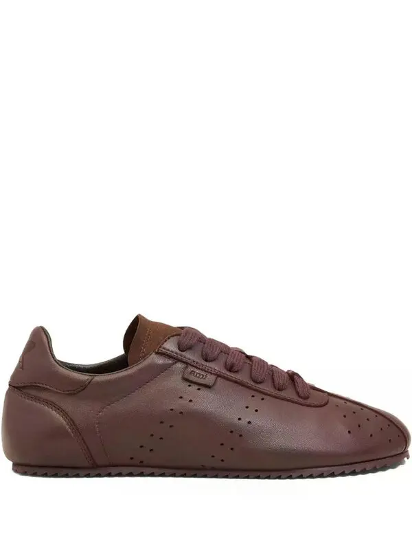 AMI Paris Cow Leather Soft Lace-up Sneakers - Red