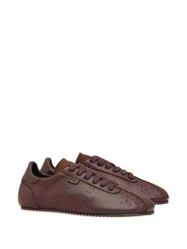 AMI Paris Cow Leather Soft Lace-up Sneakers - Red