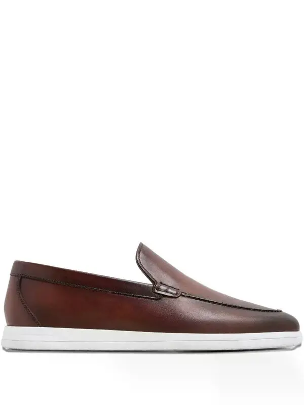 Magnanni Leather Slip-on Loafers - Brown